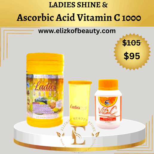 Ladies Shine Skin Supplement And VITAMIN C & Ascorbic Acid 1000MG ...
